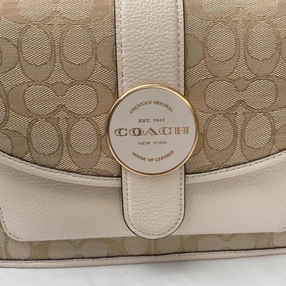Coach | Bags | Coach Lonnie Crossbody Khaki Signature Jacquard Chalk ...